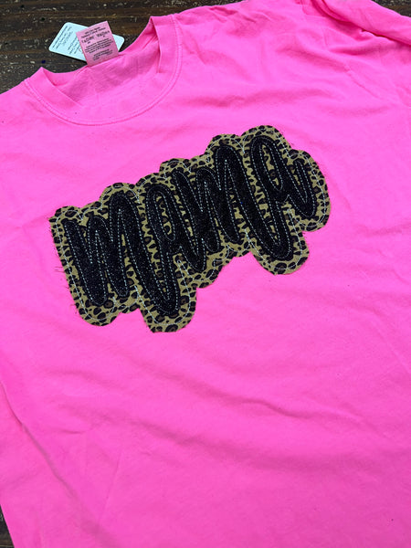 Double Stacked Cursive MAMA or Custom Name - Leopard and Glitter/Sequi ...