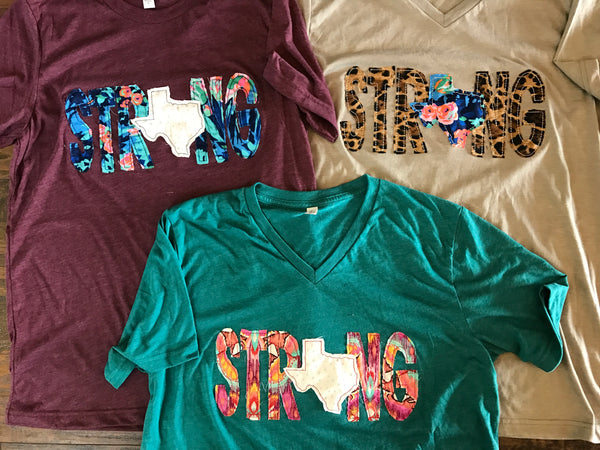 Raggy Fabric Texas Strong Shirt, #TexasStrong – Sew Fancy Designs
